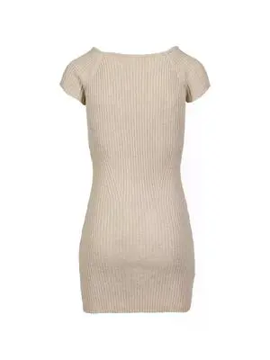 BOHEMSEO Ribbed Raglan-sleeve Mini Dress