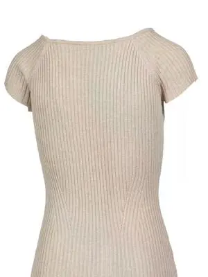 BOHEMSEO Ribbed Raglan-sleeve Mini Dress