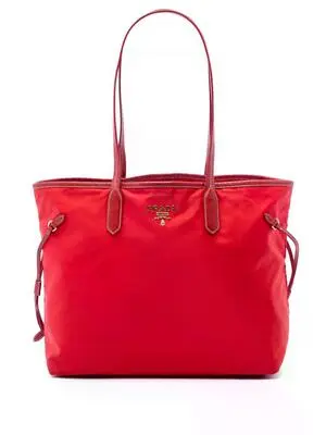 Prada 2010-2026 Saffiano Trimmed Tessuto Tote Bag - Red