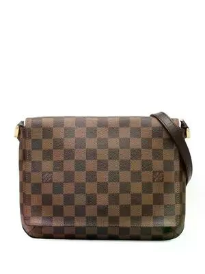 LOUIS VUITTON 2003 Damier Ebene Musette Tango Short Strap Shoulder Bag