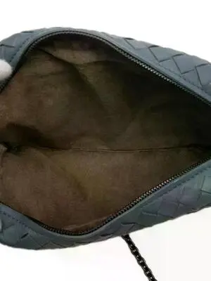 Bottega Veneta Mini Nappa Intrecciato Expandable Chain Flap Cross Body Bag - Blue