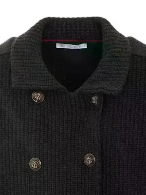 Brunello Cucinelli Cashmere Half English-rib Mariner Cardigan - Grey