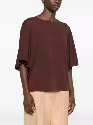 MAISON123 Pleated Flutter-sleeve T-shirt
