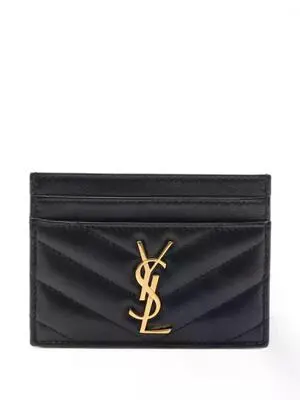 Saint Laurent Cassandre Matelassé Quilted Card Holder - Black
