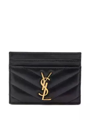 Saint Laurent Cassandre Matelassé Quilted Card Holder - Black