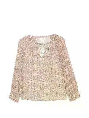 MAISON123 Damia Floral-print Tie-neck Blouse - Neutrals