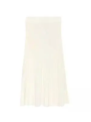 MAISON123 Cable-knit Pleated Midi Skirt
