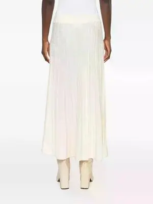 MAISON123 Cable-knit Pleated Midi Skirt