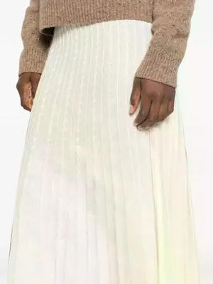 MAISON123 Cable-knit Pleated Midi Skirt