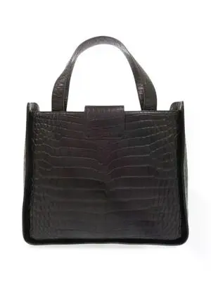 FERRAGAMO 2010-2026 Croc Embossed Leather Vara Satchel