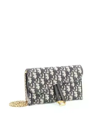 Dior Saddle Chain Wallet Oblique Canvas Crossbody Bag