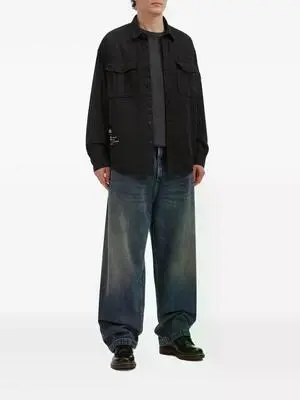 Izzue Patch-detail Flap-pocket Shirt - Black