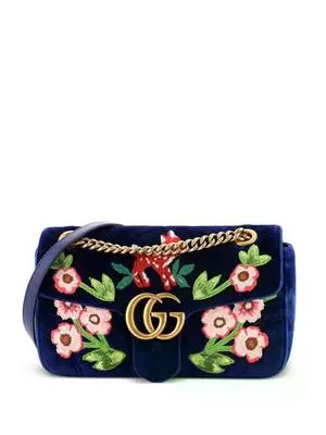 GUCCI Gucci GG Marmont Flap Bag Embroidered Matelasse Velvet Small Shoulder Bag