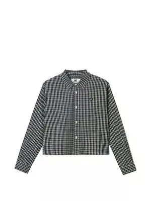 CHOCOOLATE Gingham-check Heart-patch Shirt - Blue