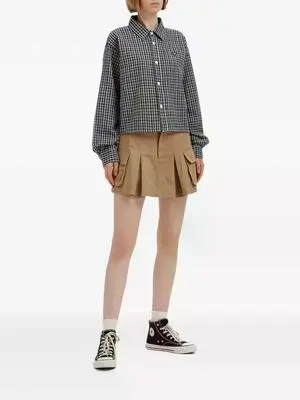 CHOCOOLATE Gingham-check Heart-patch Shirt - Blue