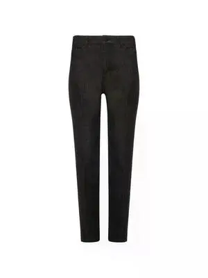 FRACOMINA Lace-panelled Pressed-crease Jeans - Black