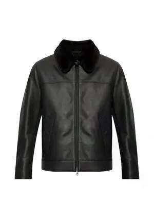 Brioni Faux-fur Collar Leather Jacket