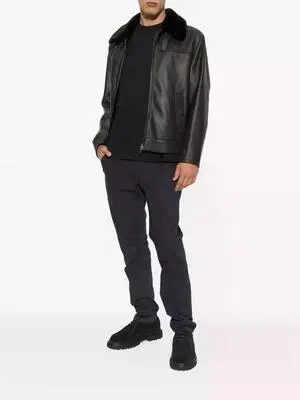 Brioni Faux-fur Collar Leather Jacket
