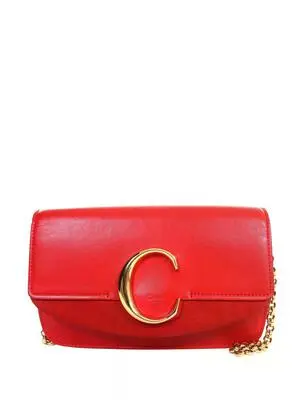 Chloé Calfskin And Suede C Chain Crossbody Bag - Red