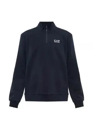 EA7 Logo-print Half-zip Sweatshirt - Blue
