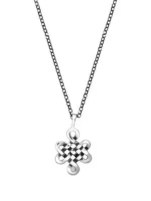 OBSIDIAN Endless Knot Necklace - Silver