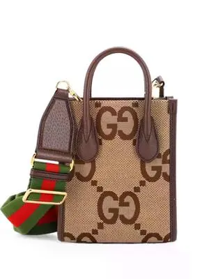 Gucci Vertical Tote Jumbo Gg Canvas Mini Crossbody Bag
