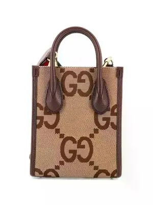 Gucci Vertical Tote Jumbo Gg Canvas Mini Crossbody Bag