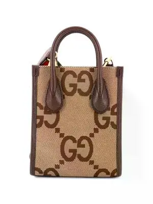Gucci Vertical Tote Jumbo Gg Canvas Mini Crossbody Bag - Brown