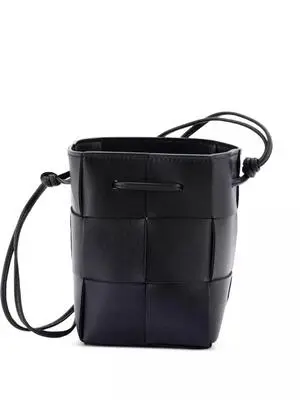 Bottega Veneta Cassette Maxi Intrecciato Leather Mini Bucket Bag - Black