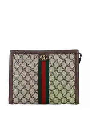 Gucci Ophidia Pouch Gg Coated Canvas Medium Clutch Bag - Brown