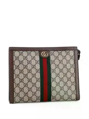 Gucci Ophidia Pouch Gg Coated Canvas Medium Clutch Bag