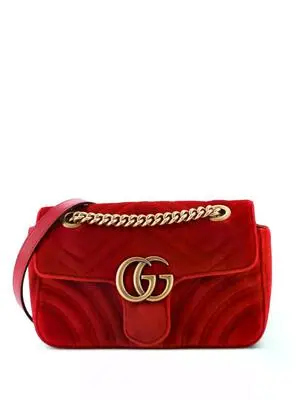 GUCCI GUCCI GG Marmont Matelassé Velvet Mini Shoulder Bag