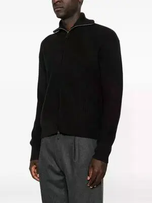PAOLO PECORA Ribbed-knit Zip-up Sweater
