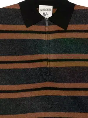 SEMICOUTURE Striped Zip-up Polo Shirt