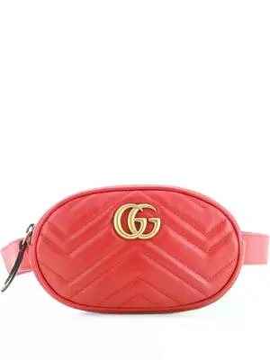 Gucci Gg Marmont Matelasse Leather Belt Bag - Red