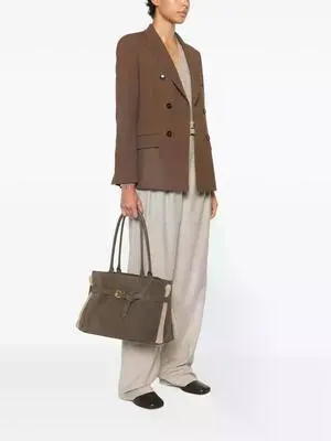 COCCINELLE Shearling-trim Suede Shoulder Bag