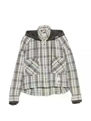 Mihara Yasuhiro Check-pattern Hooded Shirt - Grey