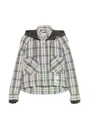 Mihara Yasuhiro Check-pattern Hooded Shirt - Grey
