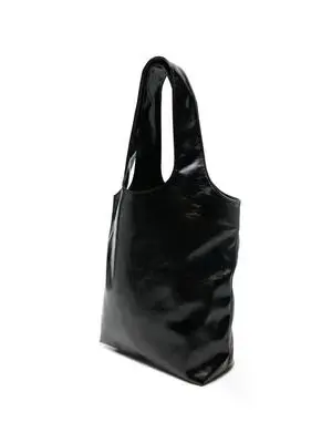 A.p.c. Logo-print Patent-finish Tote Bag - Black