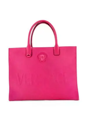 Versace La Medusa Embossed Canvas Large Tote Bag - Pink