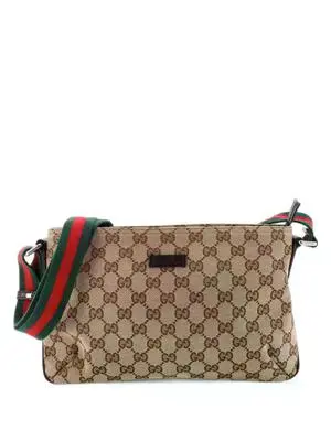 Gucci Web Strap Messenger Bag Gg Canvas Small Crossbody Bag