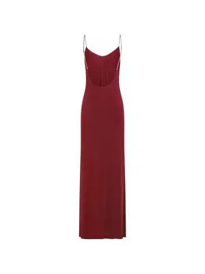 Saint Laurent Cassandre-chain Backless Dress In Knit