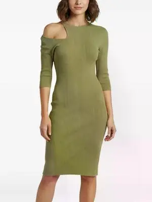 Maje Ribbed Midi Dress - Green