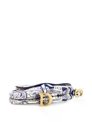 Dior Saddle Bag Logo Embroidered Canvas Medium Shoulder Bag