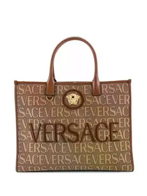 Versace Allover Medusa Printed Jacquard Canvas Large Tote Bag