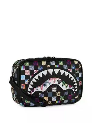 SPRAYGROUND Sharkverse Universe Checkered Wash Bag - Black