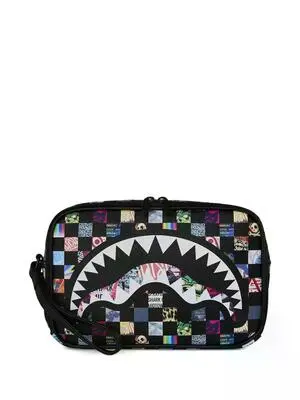 SPRAYGROUND Sharkverse Universe Checkered Wash Bag - Black