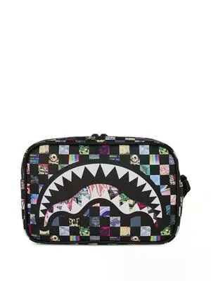SPRAYGROUND Sharkverse Universe Checkered Wash Bag - Black