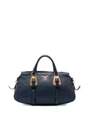 Prada 2021-2026 Soft Calfskin Shopping Satchel - Blue
