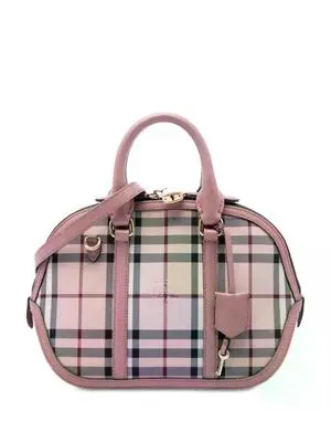 Burberry 2000-2017 Small Haymarket Check Nylon Orchard Bowling Bag Satchel - Neutrals